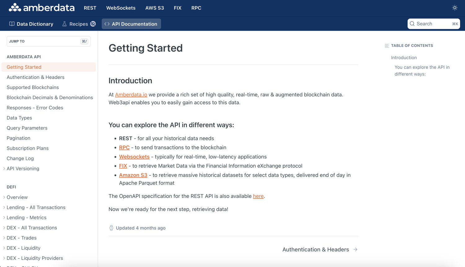 Amberdata Data Delivery